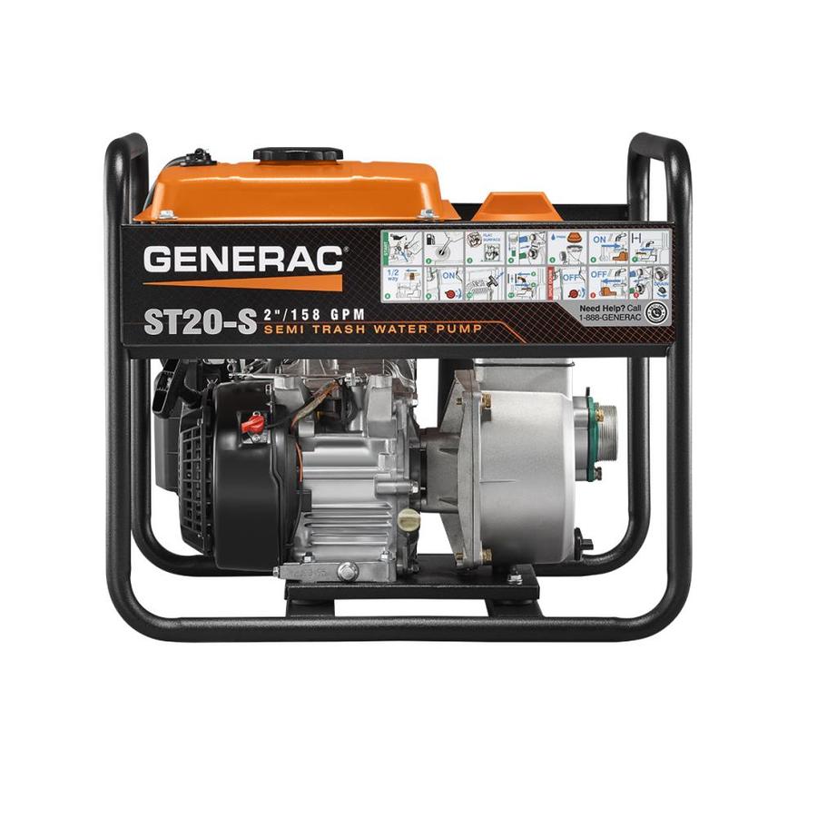 Generac 2" Semi-Trash Water Pump-HP 120-Volt Cast Iron Gas-Powered ...