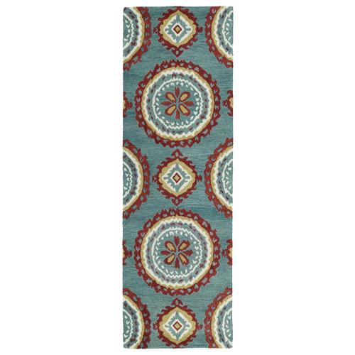 Kaleen Global Inspiration Teal Rectangular Indoor Handcrafted ...