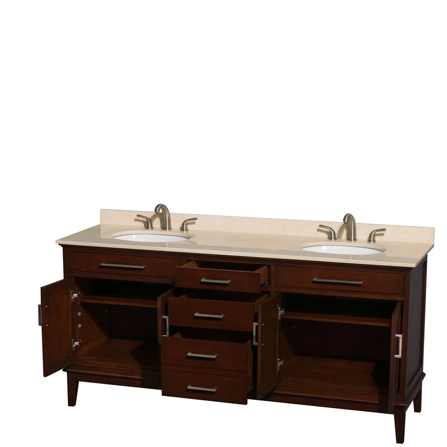 Wyndham Collection Hatton 72-in Dark Chestnut Double Sink Bathroom ...