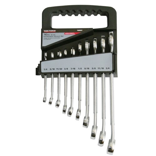 Task Force 10-Piece Standard Polished Chrome Standard (SAE) Wrench Set ...