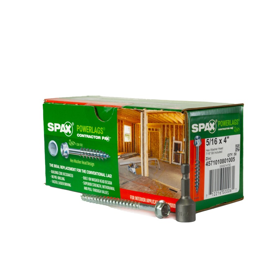 SPAX 5/16 x 4-in SPAX PowerLag Hex Head Zinc Coated Screw Contractor ...
