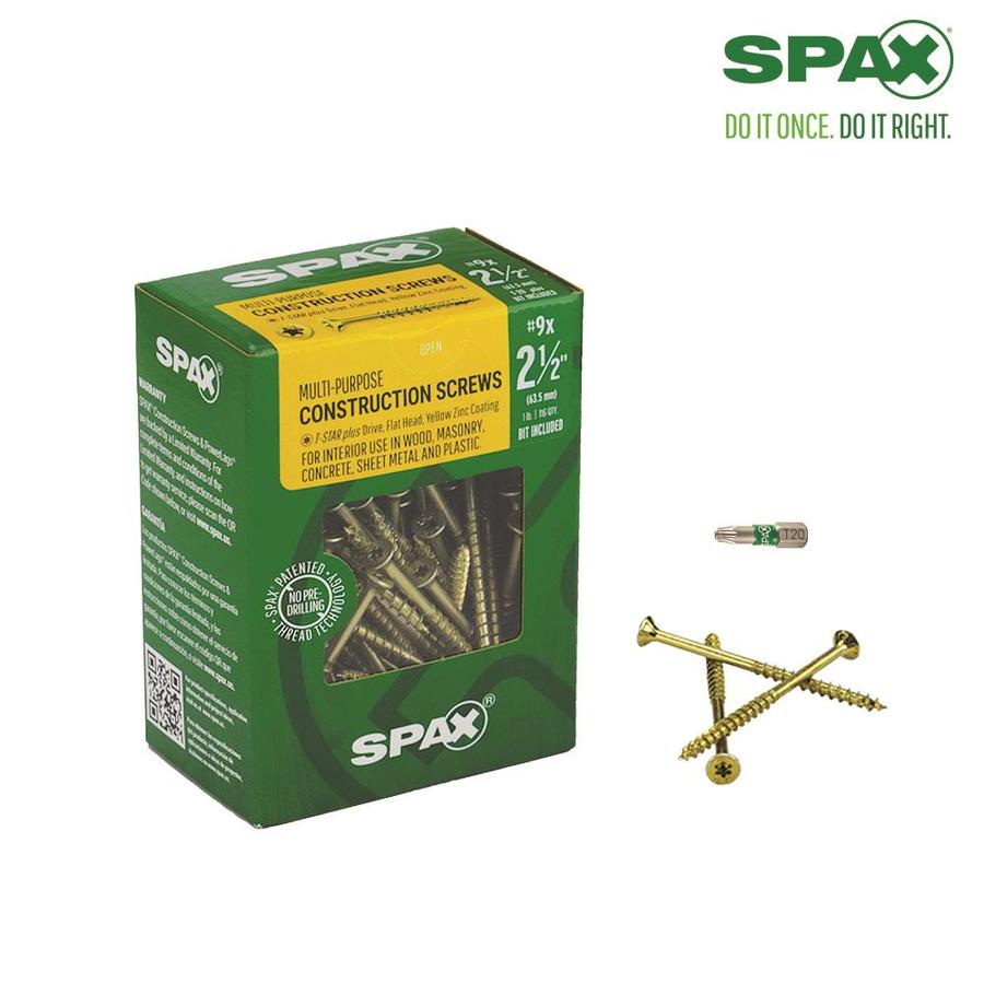 SPAX 9 x 2-1/2-in SPAX Flat Head T-Star+ Drive Yellow Zinc Coated Screw ...