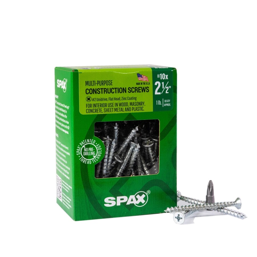 SPAX 10 x 2-1/2-in SPAX Flat Head Unidrive Zinc Coated Screw 1LB Box ...