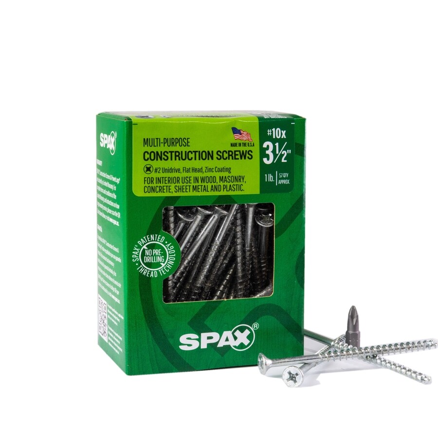 SPAX 10 x 3-1/2-in SPAX Flat Head Unidrive Zinc Coated Screw 1LB Box ...