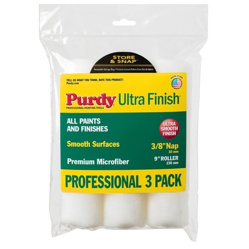 Purdy Ultra Finish 3-Pack 9-in x 3/8-in Woven Microfiber Paint Roller ...