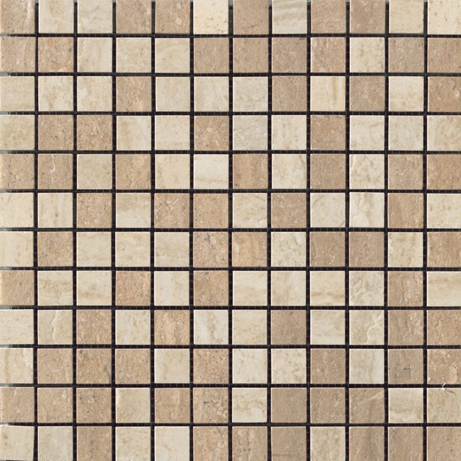 Serenissima Travertini Noce/Cream Glazed Porcelain Uniform Squares Tile ...