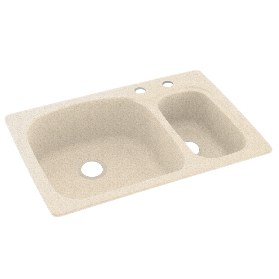 Swanstone 33-in x 22-in Almond Galaxy Double-Basin Composite Drop-In 2 ...
