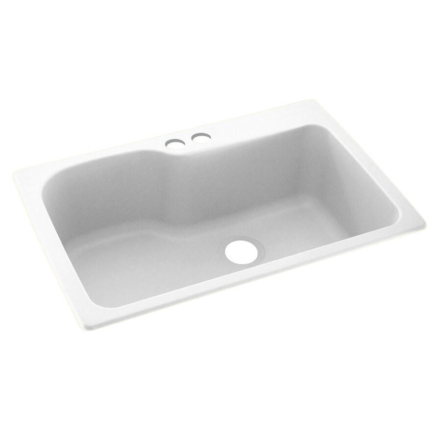 Swanstone Drop-In 33-in x 22-in White Single Bowl 2-Hole Kitchen Sink ...
