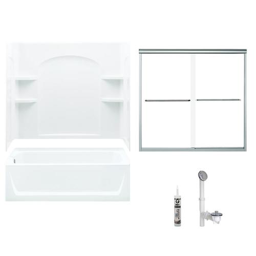 Sterling Ensemble White 5-Piece 60-in x 32-in x 73-in Bathtub Shower ...