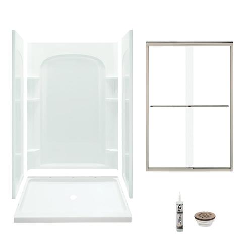 Sterling Ensemble White 5-Piece 48-in x 34-in x 75-in Alcove Shower Kit ...