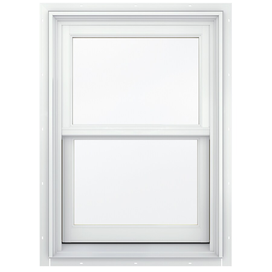 JELD-WEN Aluminum-Clad New Construction White Double Hung Window (Rough ...