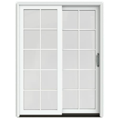 JELD-WEN 60-in x 80-in Simulated Divided Light White Clad-Wood Right ...