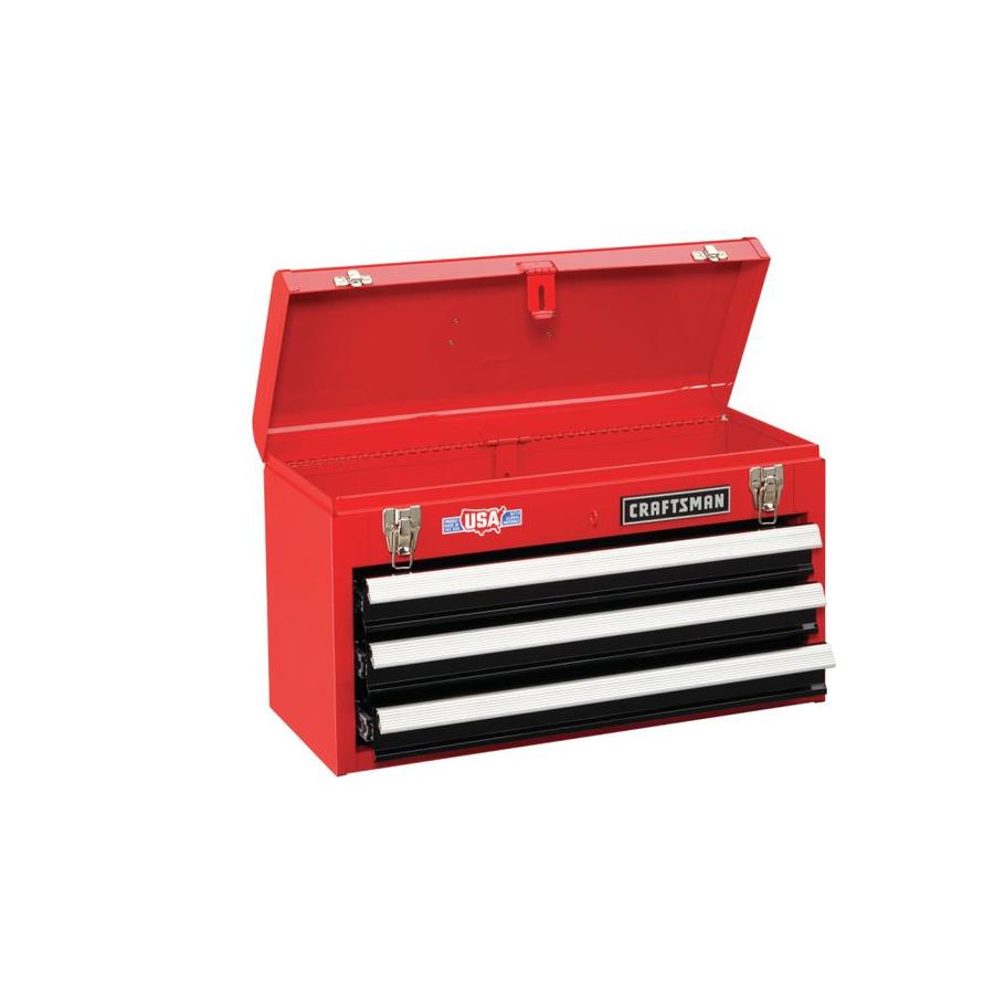 CRAFTSMAN Portable Tool Box 20.5-in Ball-bearing 3-Drawer Red Steel ...