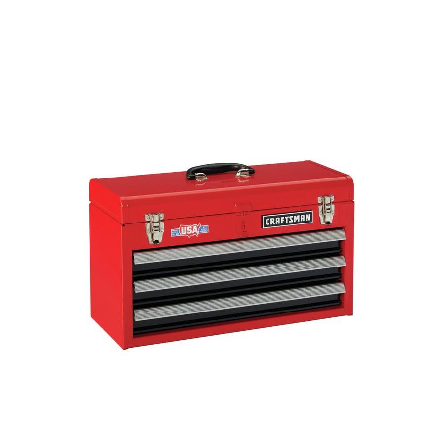 CRAFTSMAN Portable Tool Box 20.5-in Ball-bearing 3-Drawer Red Steel ...
