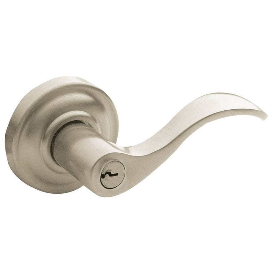 BALDWIN Estate Wave Satin Nickel Right-Handed Keyed Entry Door Handle ...
