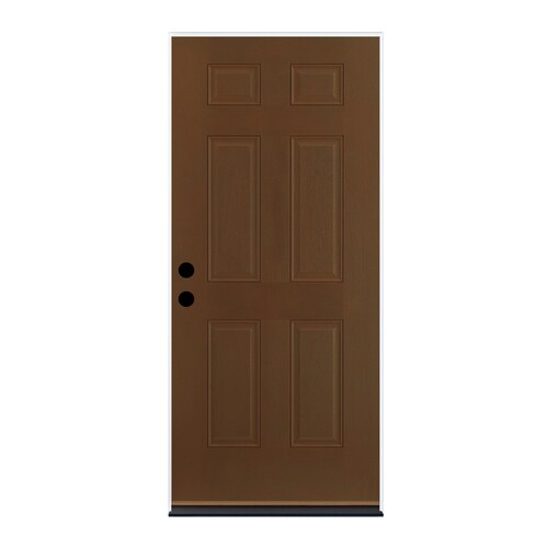 Therma-Tru Benchmark Doors 32-in x 80-in Walnut Stained Fiberglass ...