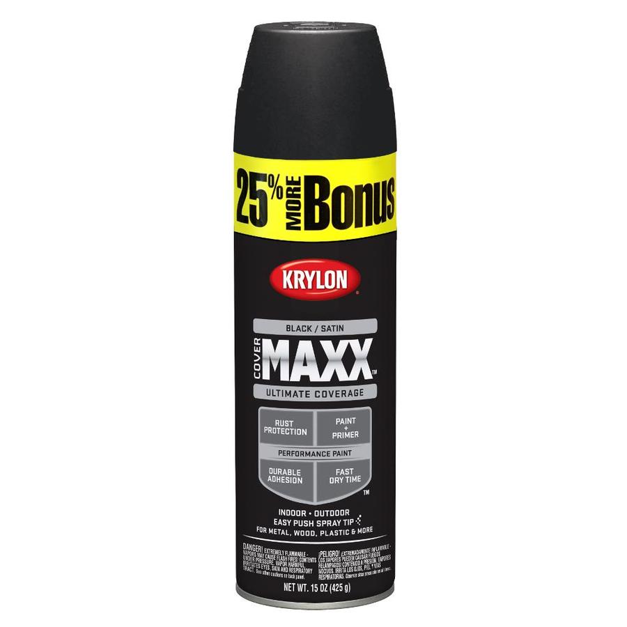 Krylon CoverMaxx CoverMaxx Satin Black Spray Paint and Primer In One ...