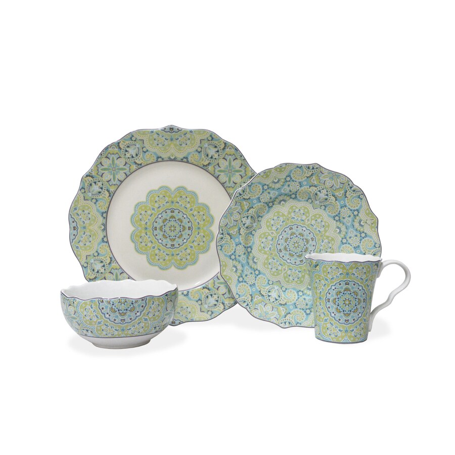 222 Fifth 16-Piece Blue Dinnerware in the Dinnerware department at ...