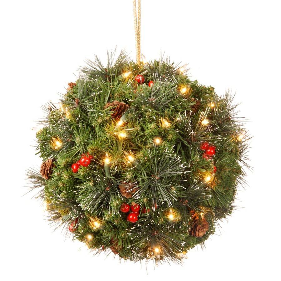 National Tree Company Green Lighted Greenery Ball Hanging at Lowes.com