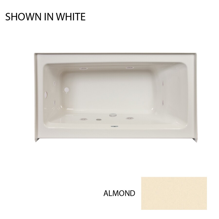 Jacuzzi Rossi Almond Acrylic Rectangular Whirlpool Tub (Common: 32-in x ...