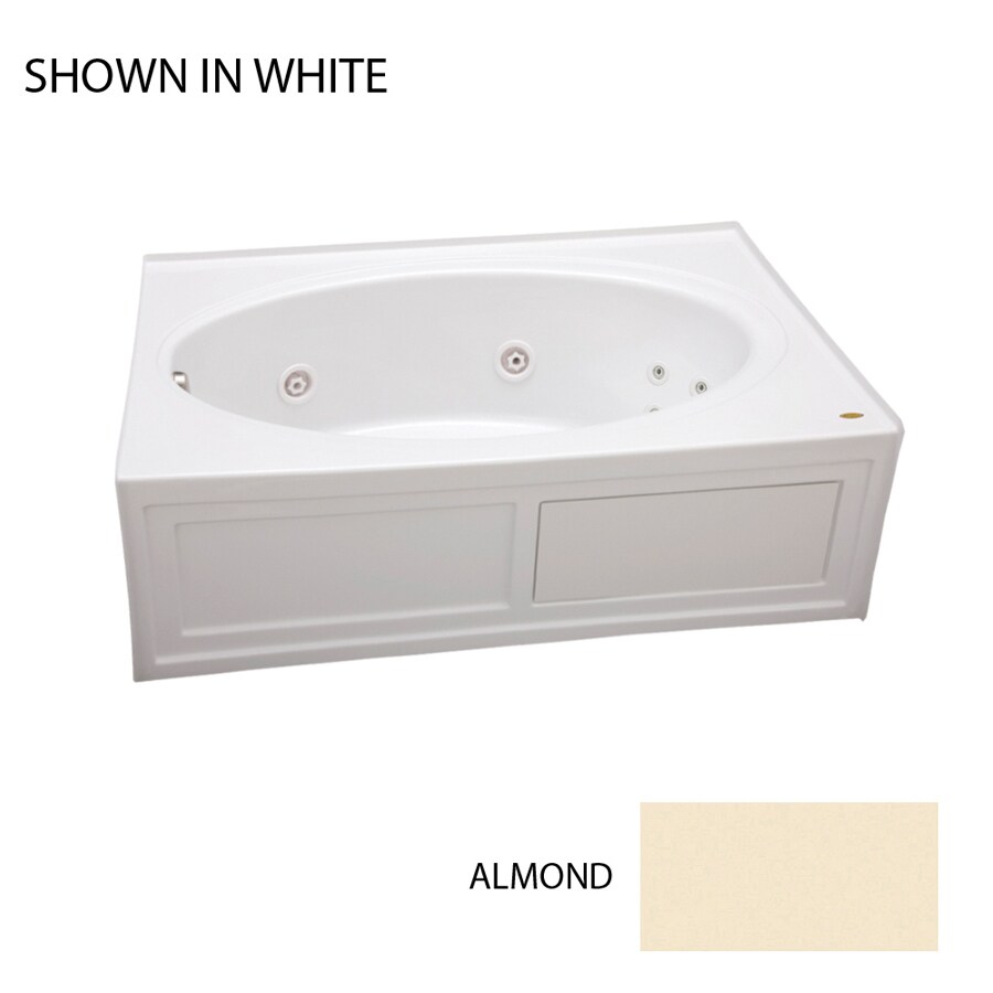 Jacuzzi Nova Almond Acrylic Oval in Rectangle Whirlpool Tub (Common: 42 ...
