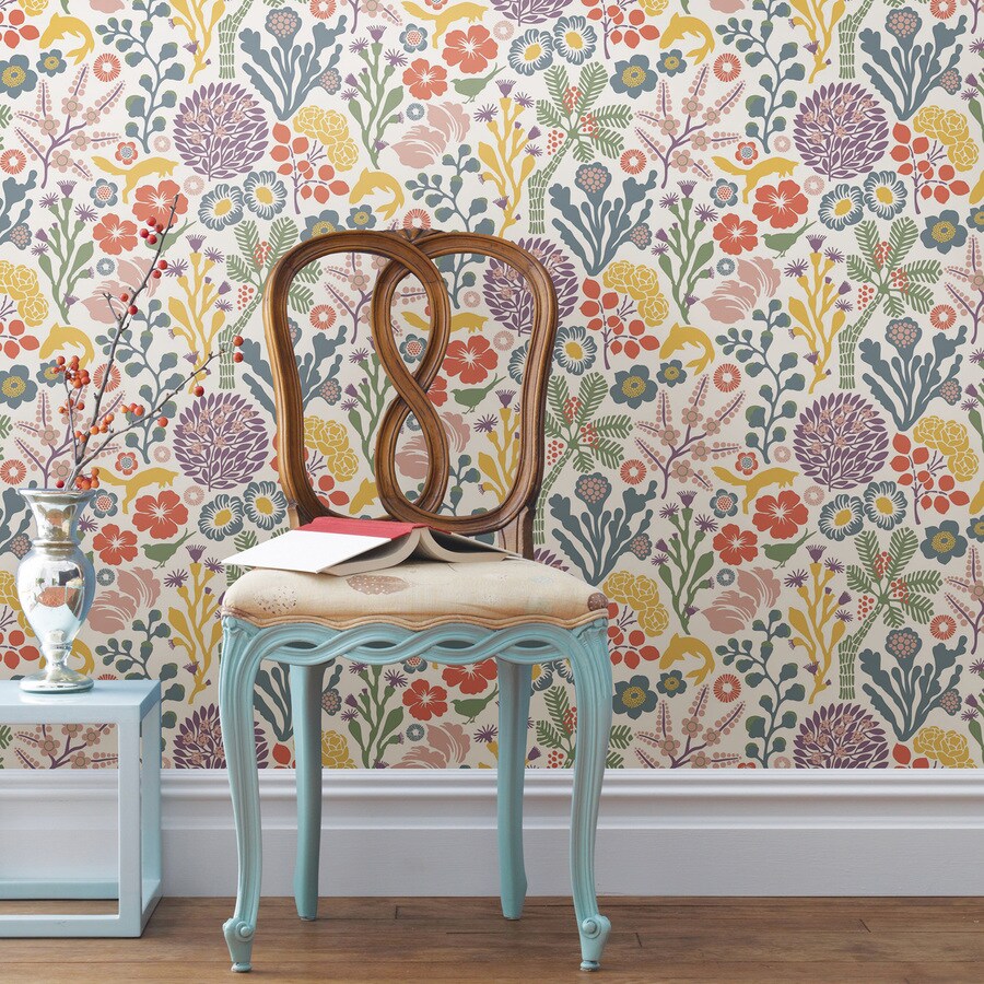 Brewster Wallcovering Wall Vision White Non-Woven Floral Wallpaper in ...
