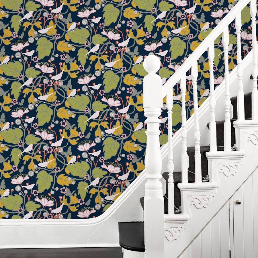 Brewster Wallcovering Wall Vision Black Non-Woven Floral Wallpaper in ...