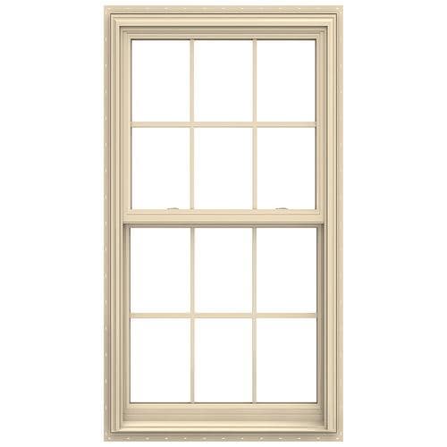 JELD-WEN V-2500 Vinyl New Construction Egress Almond Exterior Double ...
