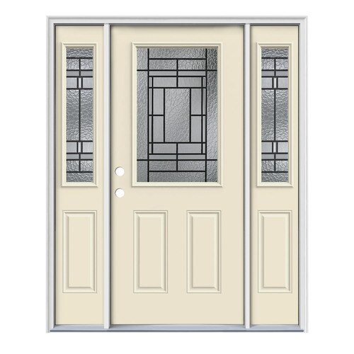 JELD-WEN Pembrook Half Lite Decorative Glass Right-Hand Inswing Bisque ...