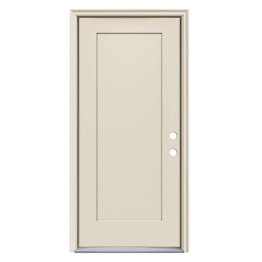 JELD-WEN Left-Hand Inswing White Primed Steel Prehung Entry Door with ...
