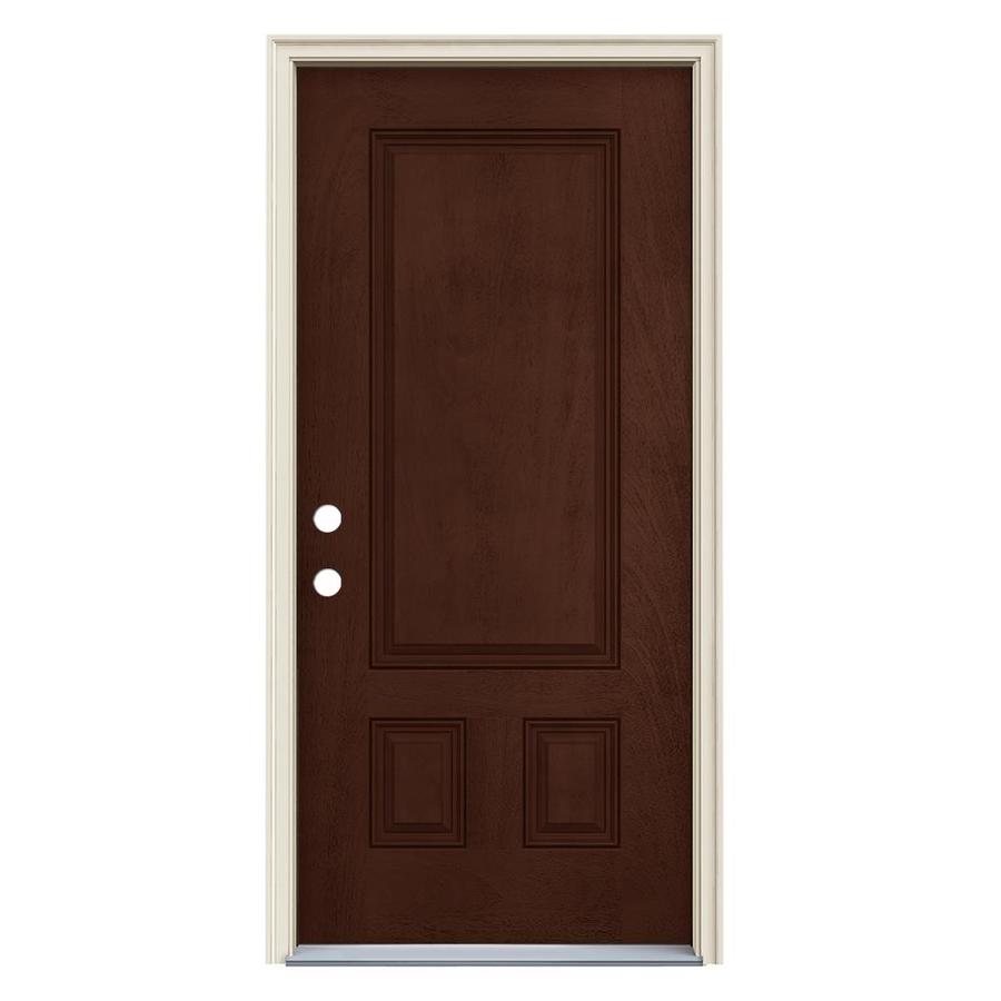 JELD-WEN Right-Hand Inswing Coffee Bean Stained Fiberglass Prehung ...