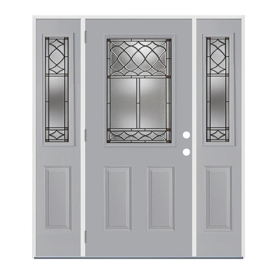 JELD-WEN Sheldon 64-in x 80-in Steel Half Lite Right-Hand Outswing ...