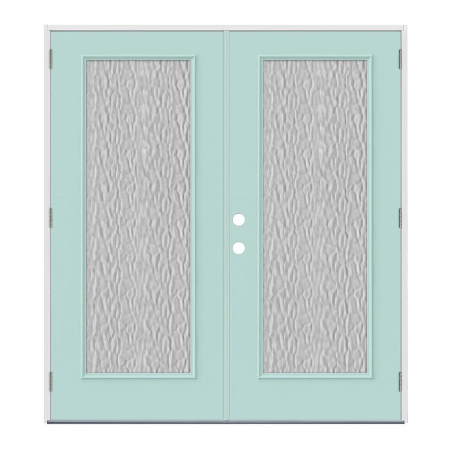 JELD-WEN Full Lite Privacy Glass Right-Hand Outswing Caribbean Blue ...