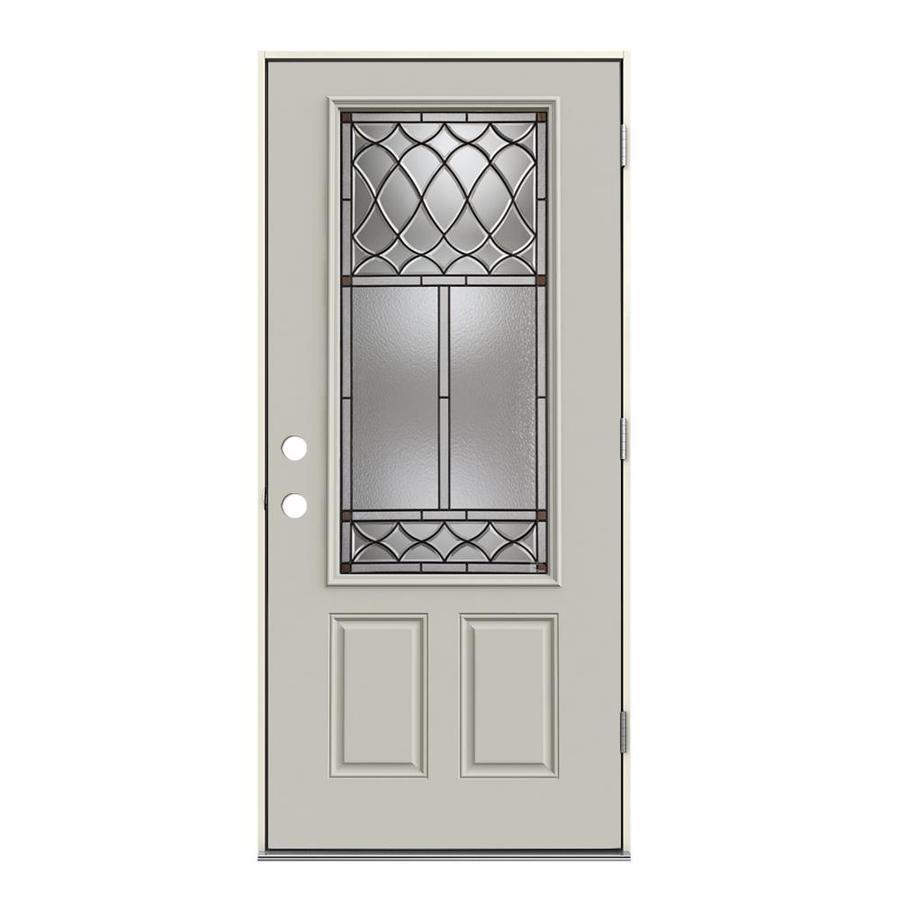 JELD-WEN Sheldon 3/4 Lite Decorative Glass Left-Hand Outswing Ash ...