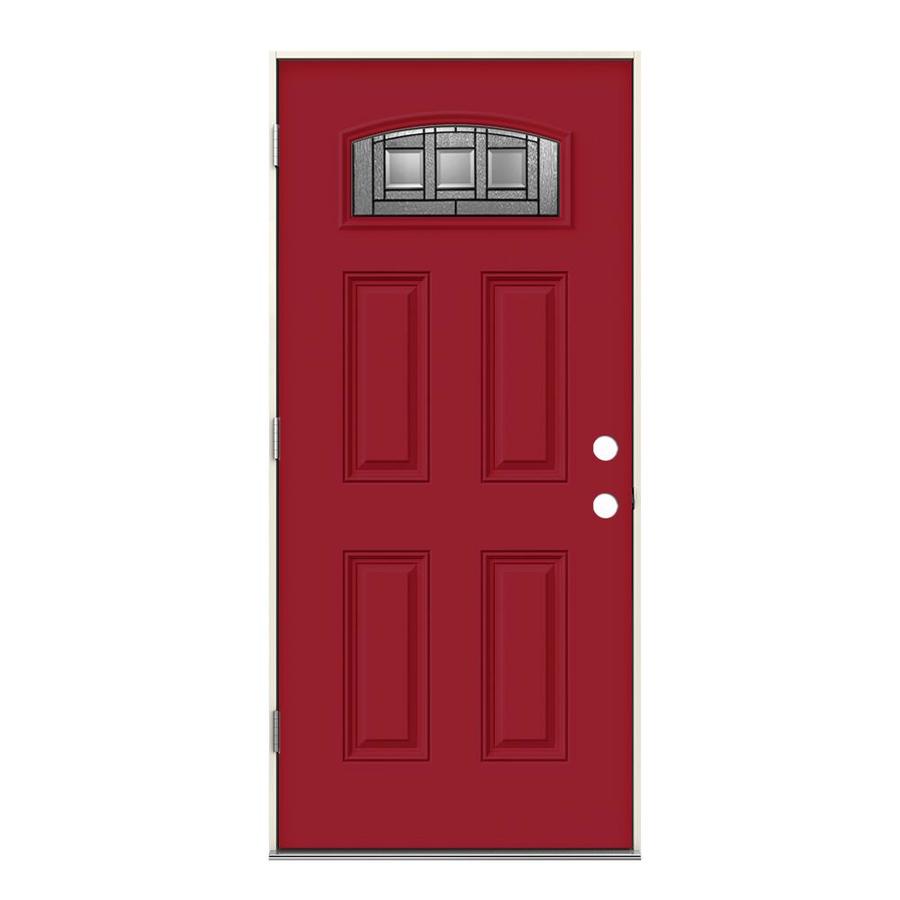 JELD-WEN Craftsman 1/4 Lite Decorative Glass Right-Hand Outswing Roma ...