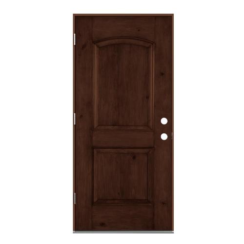 JELD-WEN Right-Hand Outswing Coffee Bean Stained Fiberglass Prehung ...