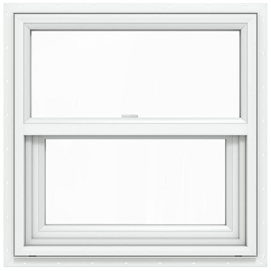JELD-WEN V-2500 Vinyl New Construction White Single Hung Window (Rough ...