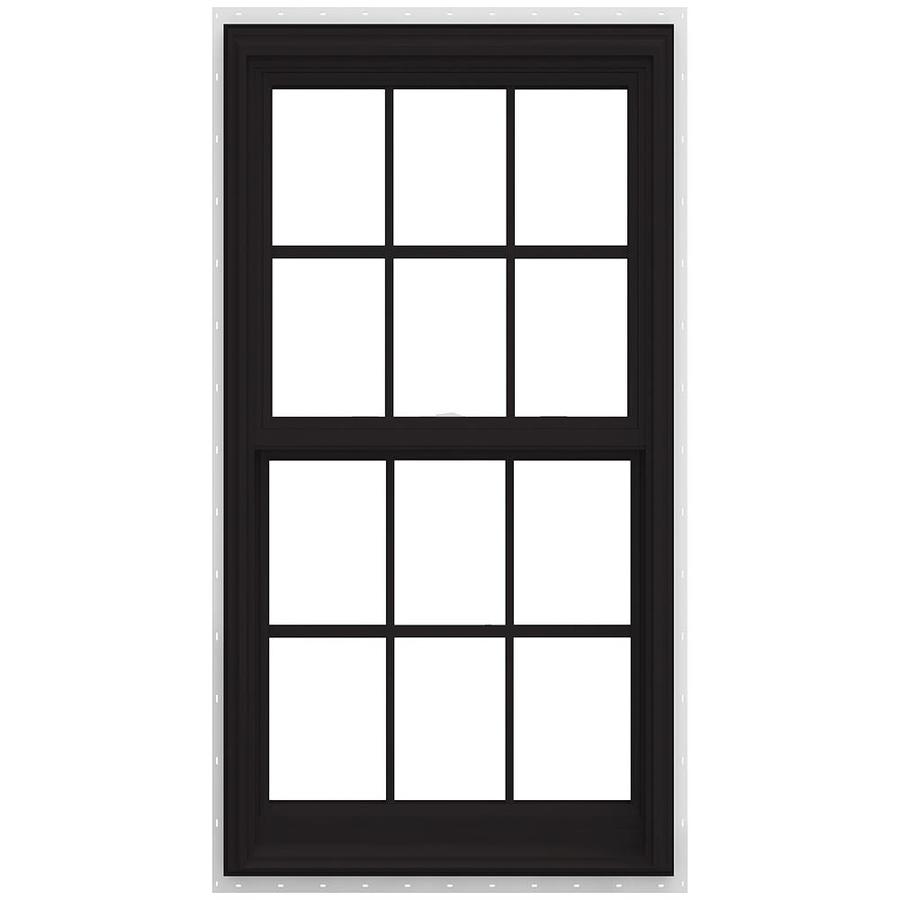 JELD-WEN V-2500 Vinyl New Construction Black Double Hung Window (Rough ...