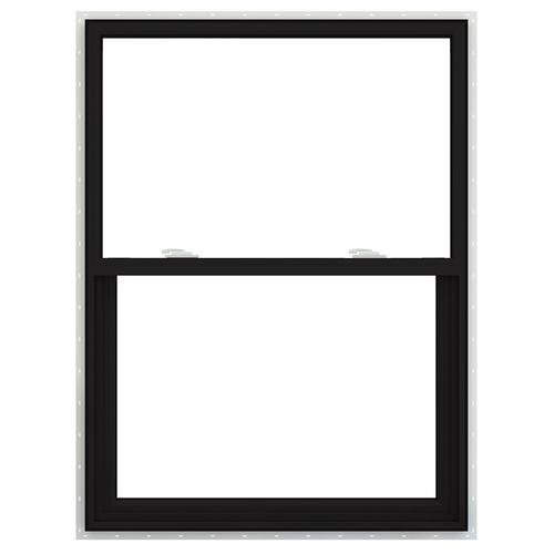 JELD-WEN V-2500 Vinyl New Construction Black Single Hung Window (Rough ...