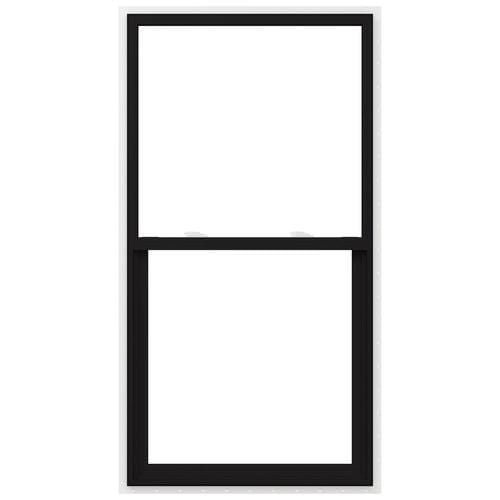 JELD-WEN V-2500 Vinyl New Construction Black Single Hung Window (Rough ...