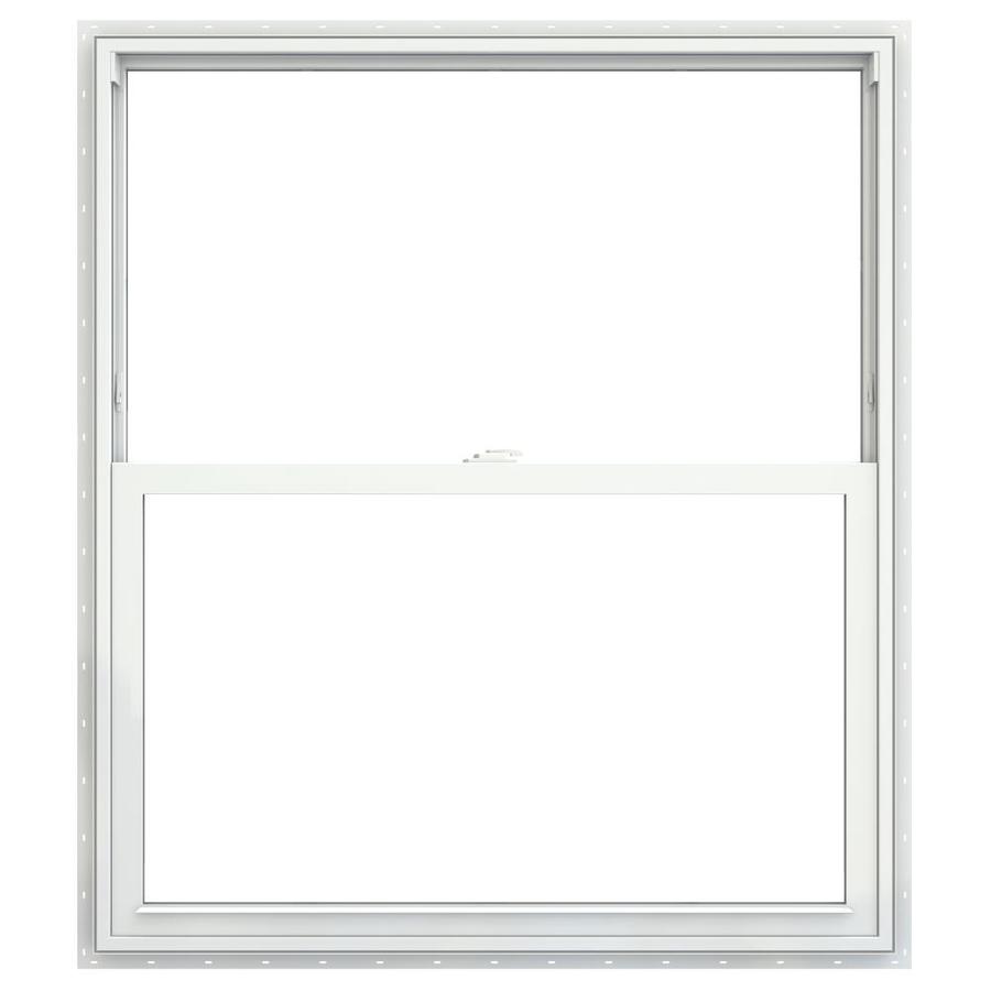 JELD-WEN V-2500 Vinyl New Construction Bronze Single Hung Window (Rough ...