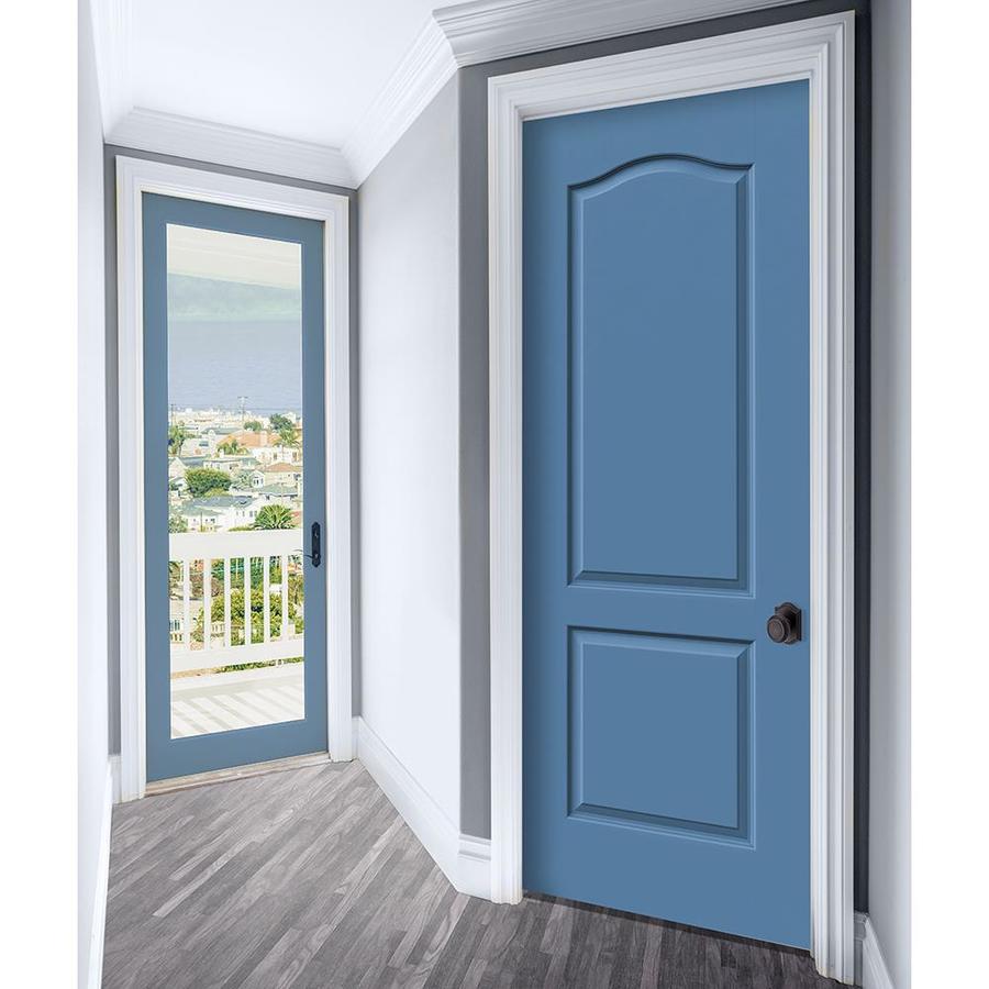 JELD-WEN Princeton 28-in x 80-in Blue Heron 2-Panel Arch Top Solid Core ...