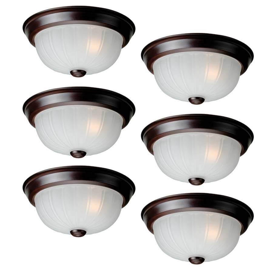 Utilitech 9.87-in 1 -Light Flush Mount Light with Frosted Glass 6 -Pack ...