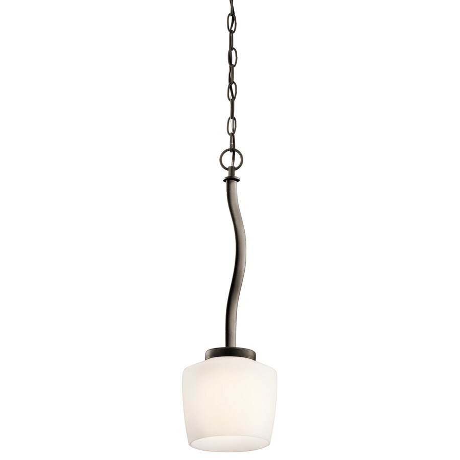 Portfolio 5-in W Truett Olde Bronze Mini Pendant Light with Frosted ...