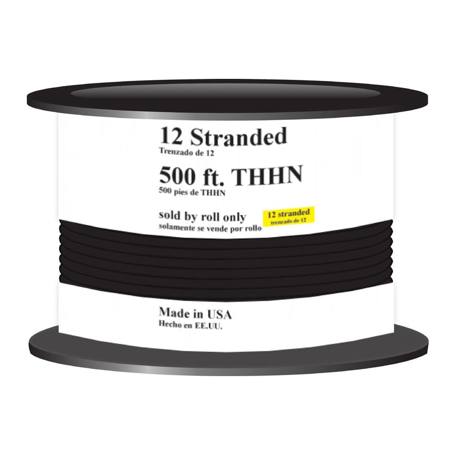 500-ft 12-AWG Stranded Black THHN Wire (By-the-Roll) at Lowes.com