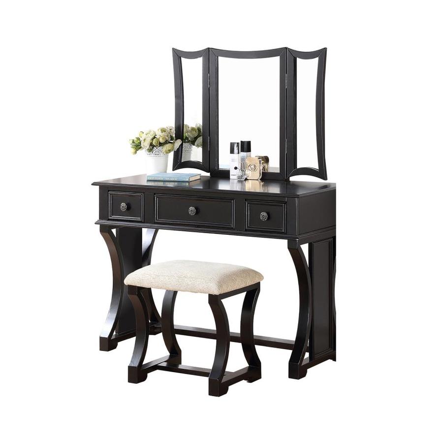 Poundex Bobkona Edna Black Makeup Vanity at Lowes.com