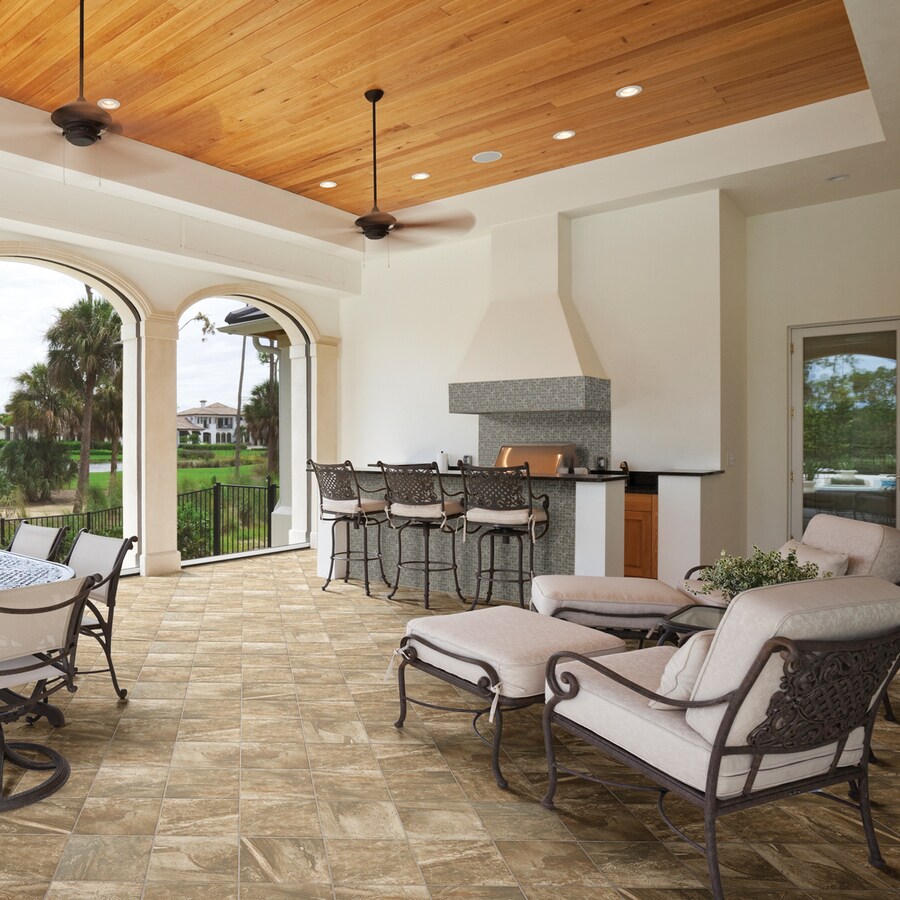 American Olean 8-Pack Danya Riverbed Glazed Porcelain Indoor/Outdoor ...