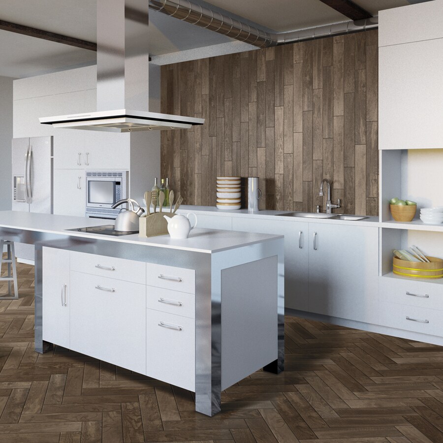 American Olean Timberlake Dark Brown 4-in x 28-in Glazed Porcelain Wood ...