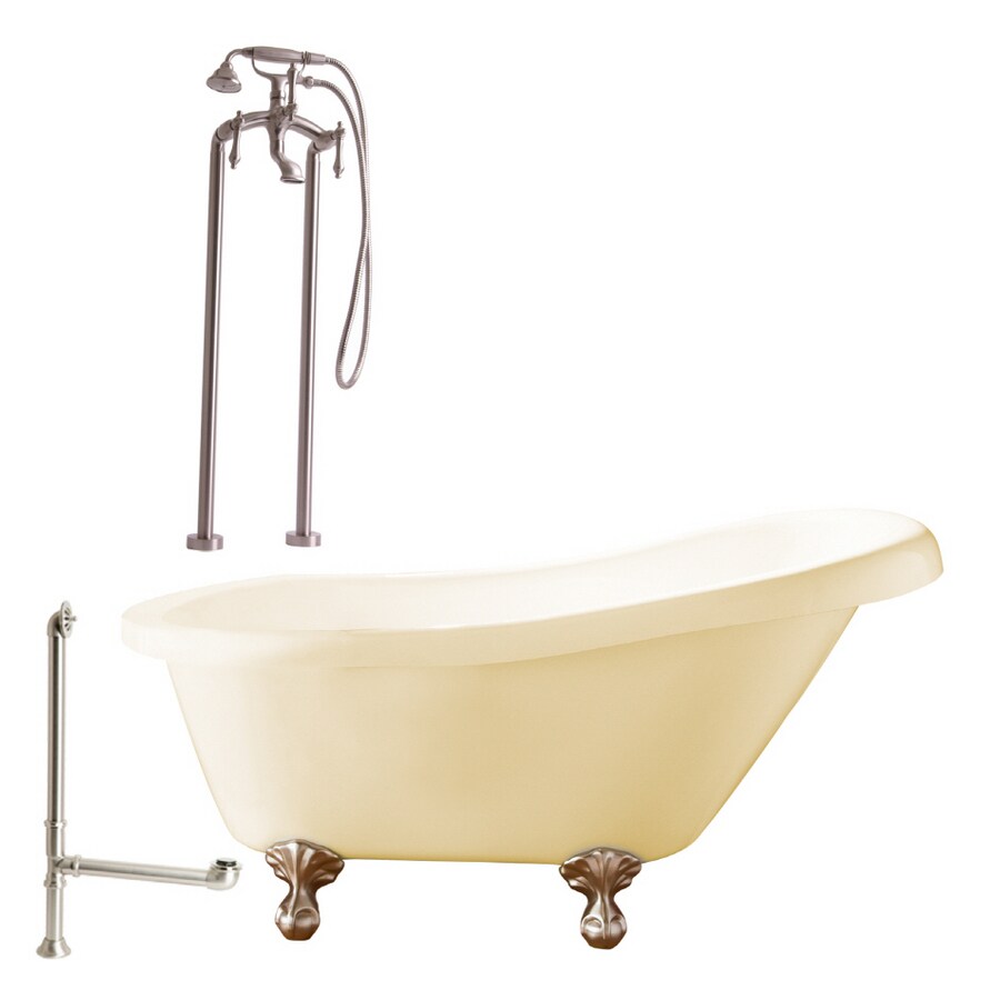 Giagni 60"L x 30.3"W Bisque/Satin Nickel Acrylic Tub at Lowes.com