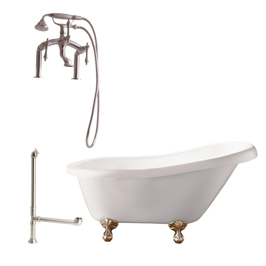 Giagni 67"L x 30.7"W White/Satin Nickel Acrylic Tub at Lowes.com